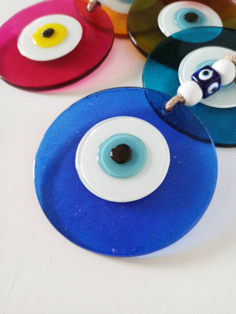 Blue Evil Eye Hanging Turkish Eye Decor Fused Glass Wall - Etsy