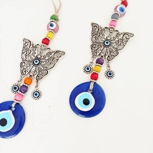 Evil Eye Wall Decor With Butterfly, Metal Butterfly Hanging, Turkish ...