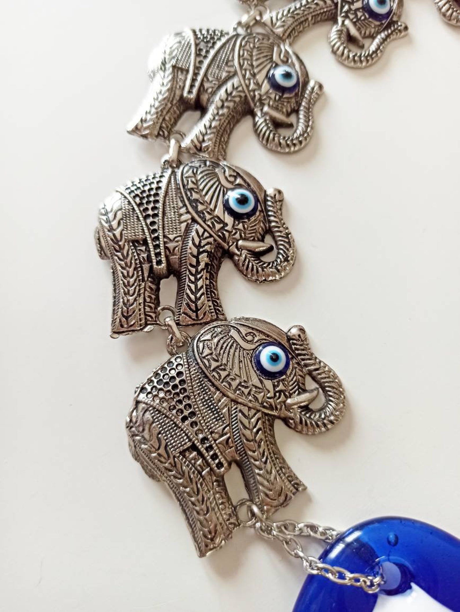 Seven Elephants With Evil Eye, Evil Eye Hanging, Elephant Decor, Lucky ...
