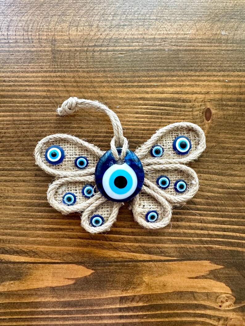 Evil Eye Wall Hanging, Butterfly Wall Decor, Jute Decor, Butterfly Wall ...