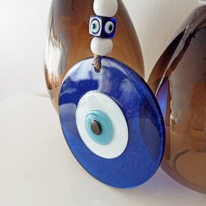 Blue Evil Eye Hanging, Turkish Eye Decor, Fused Glass Wall Art, Evil ...