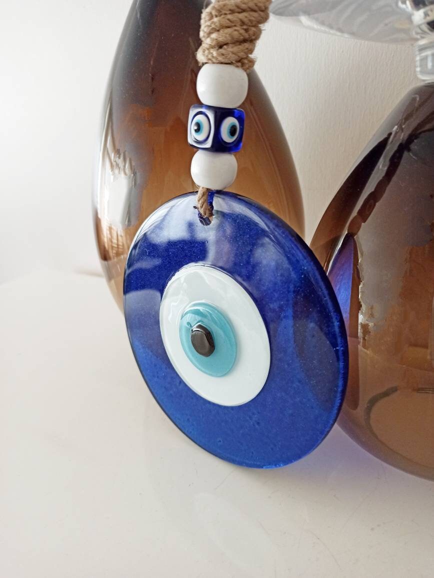 Blue Evil Eye Hanging Turkish Eye Decor Fused Glass Wall | Etsy