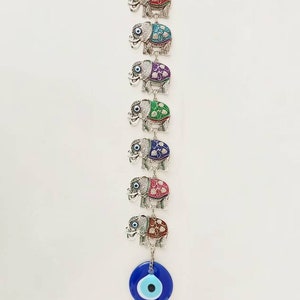 7 Elephant Wall Decor, Evil Eye With Elephants, Evil Eye Hanging, Lucky ...