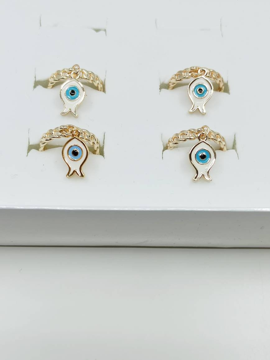 Evil Eye Ring Fish Shaped Evil Eye Dainty Evil Eye Turkish - Etsy