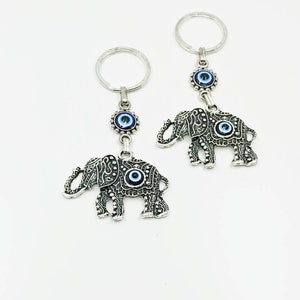 Elephant Keychain With Evil Eye, Elephant Accessory, Amulet Keychain, Protection Talisman ...