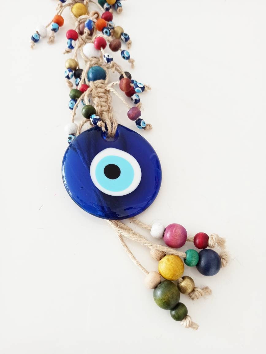 Evil Eye Wall Hanging With Multicolor Beads, Macrame Evil Eye, Nazar ...