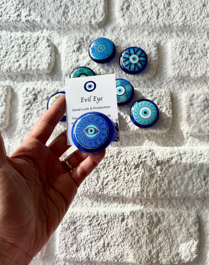 Evil Eye Magnet, Fridge Magnet, House Protection, Kitchen Decor, Glass ...