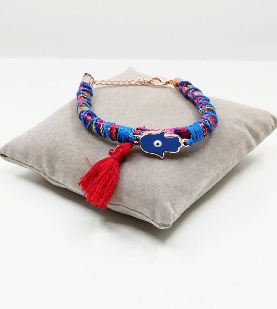 Hamsa Bracelet With Tassel, Fatima Hand Bracelet, Evil Eye Armband ...