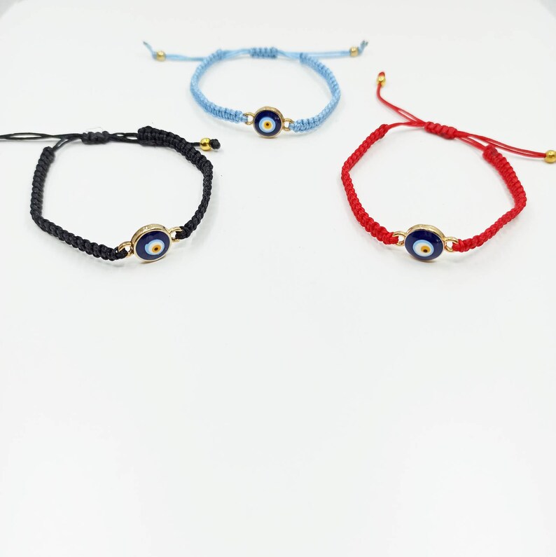 Evil Eye String Bracelet, Adjustable, Macrame Evil Eye Bracelet, Nazar ...