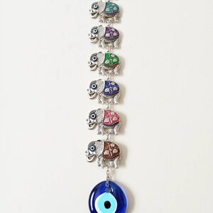 7 Elephant Wall Decor, Evil Eye With Elephants, Evil Eye Hanging, Lucky ...