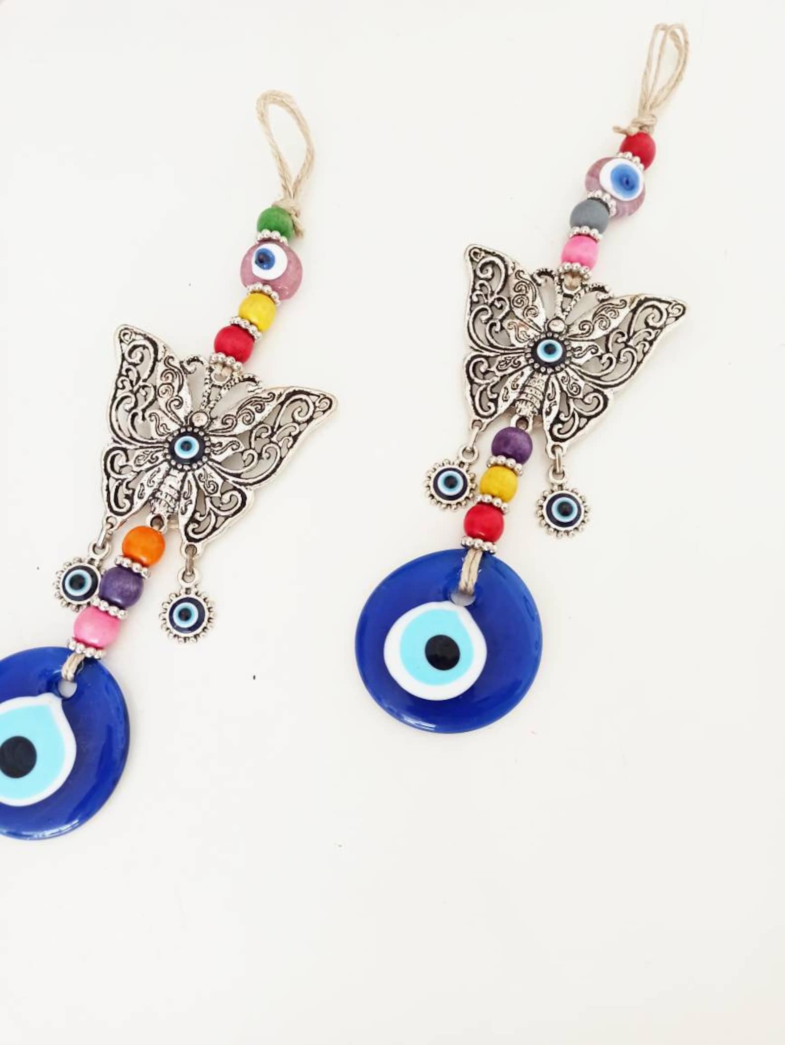 Evil Eye Wall Decor With Butterfly, Metal Butterfly Hanging, Turkish ...