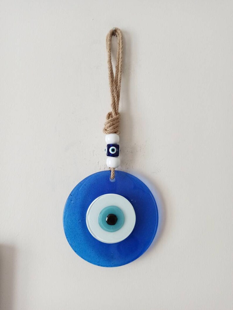 Blue Evil Eye Hanging Turkish Eye Decor Fused Glass Wall - Etsy