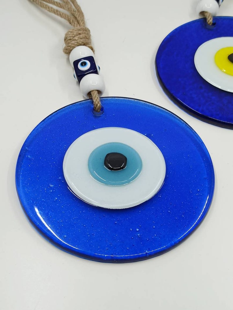 Blue Evil Eye Hanging Turkish Eye Decor Fused Glass Wall - Etsy