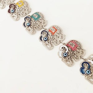 Evil Eye Wall Hanging With Seven Elephants, Turkish Eye With Elephants ...