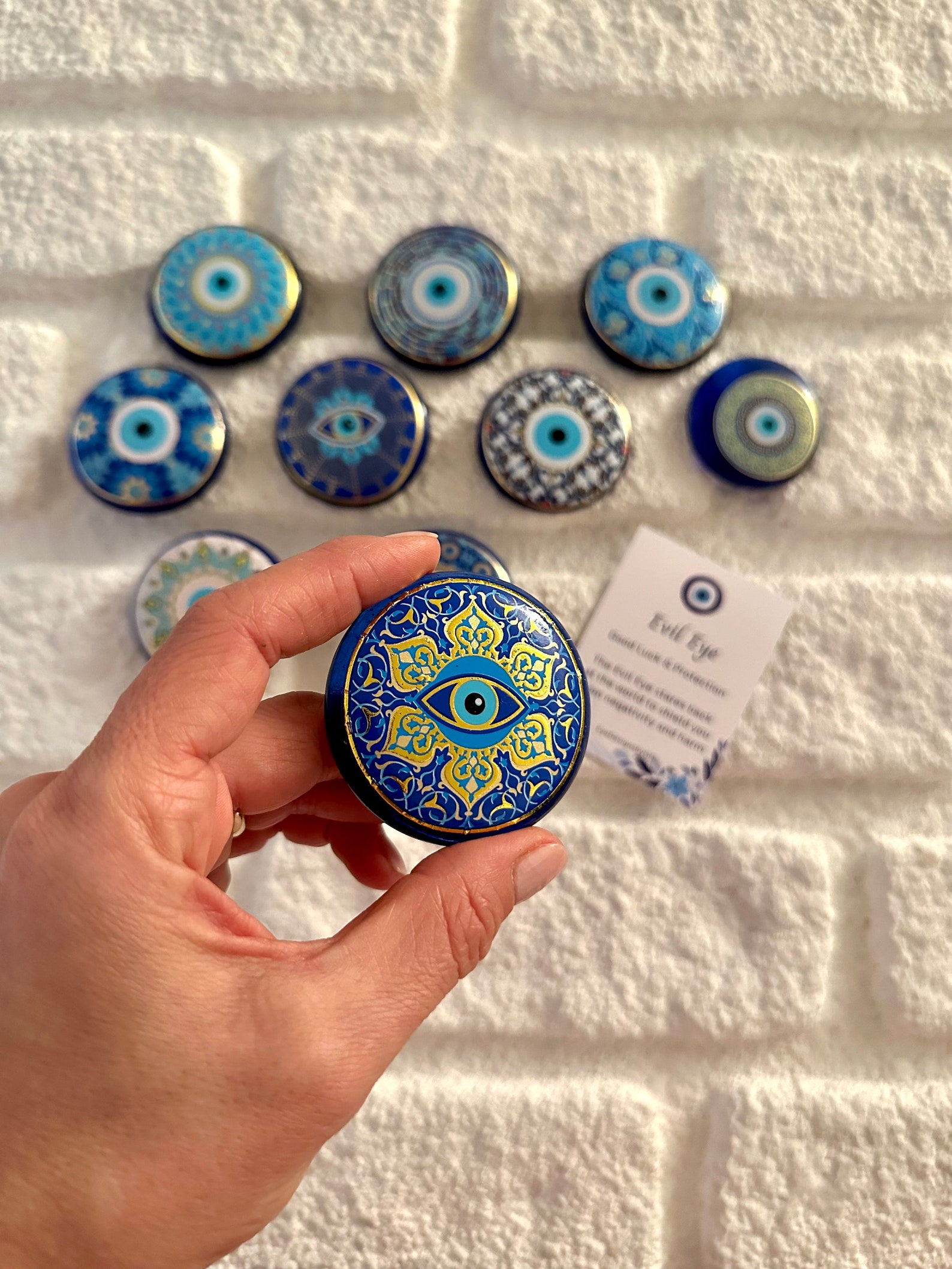 Evil Eye Magnet, House Protection, Fridge Magnet, New Home Gifts, Glass ...