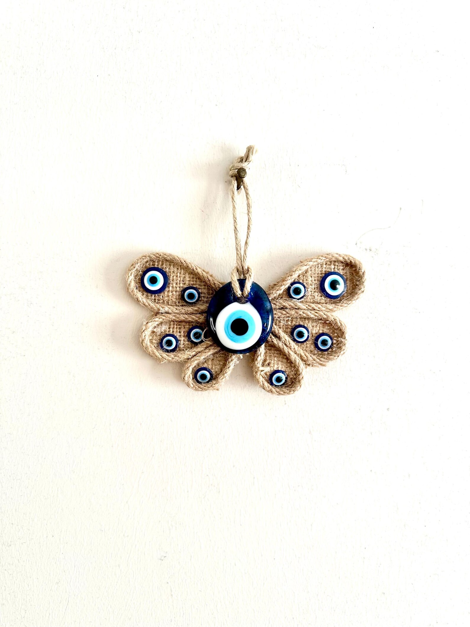 Evil Eye Wall Hanging, Butterfly Wall Decor, Jute Decor, Butterfly Wall ...