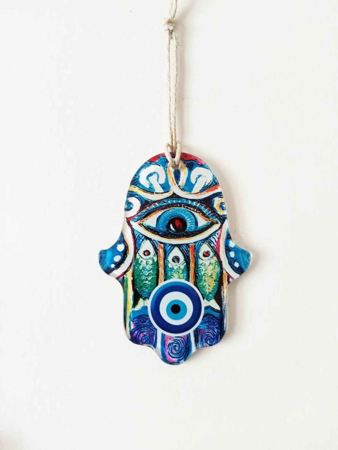 Hamsa Home Decor Hamsa Hand Art Hamsa and Evil Eye Glass | Etsy