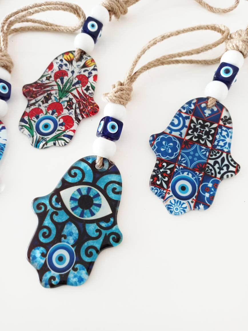Hamsa Wall Hanging Evil Eye and Hamsa Car Charm Turkish | Etsy
