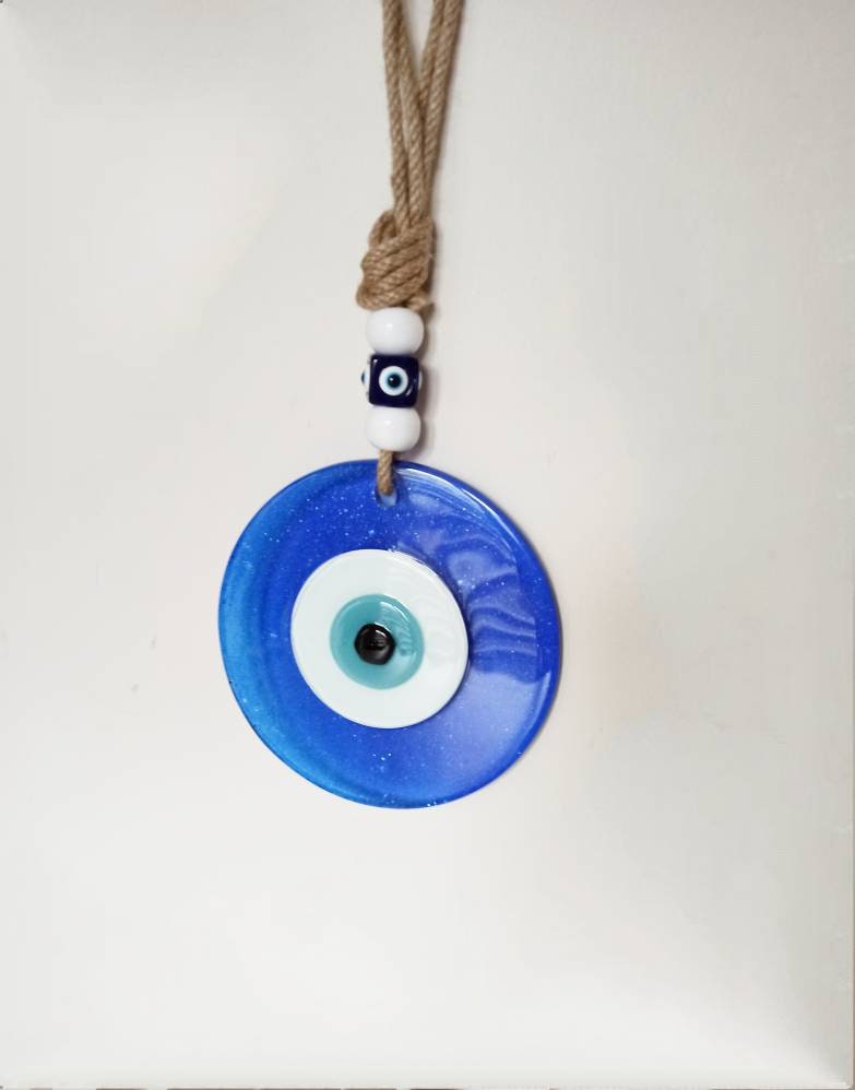 Blue Evil Eye Hanging Turkish Eye Decor Fused Glass Wall | Etsy