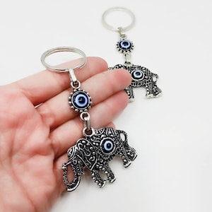 Elephant Keychain With Evil Eye, Elephant Accessory, Amulet Keychain, Protection Talisman ...