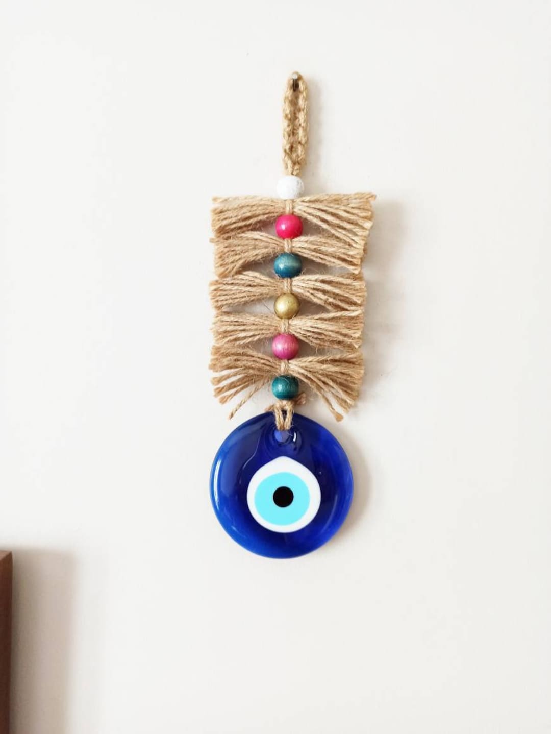 Blue Evil Eye With Jute Rope, Evil Eye Door Hanging, Macrame Evil Eye ...