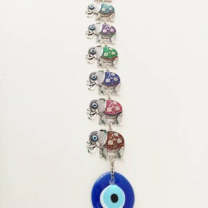 7 Elephant Wall Decor, Evil Eye With Elephants, Evil Eye Hanging, Lucky ...