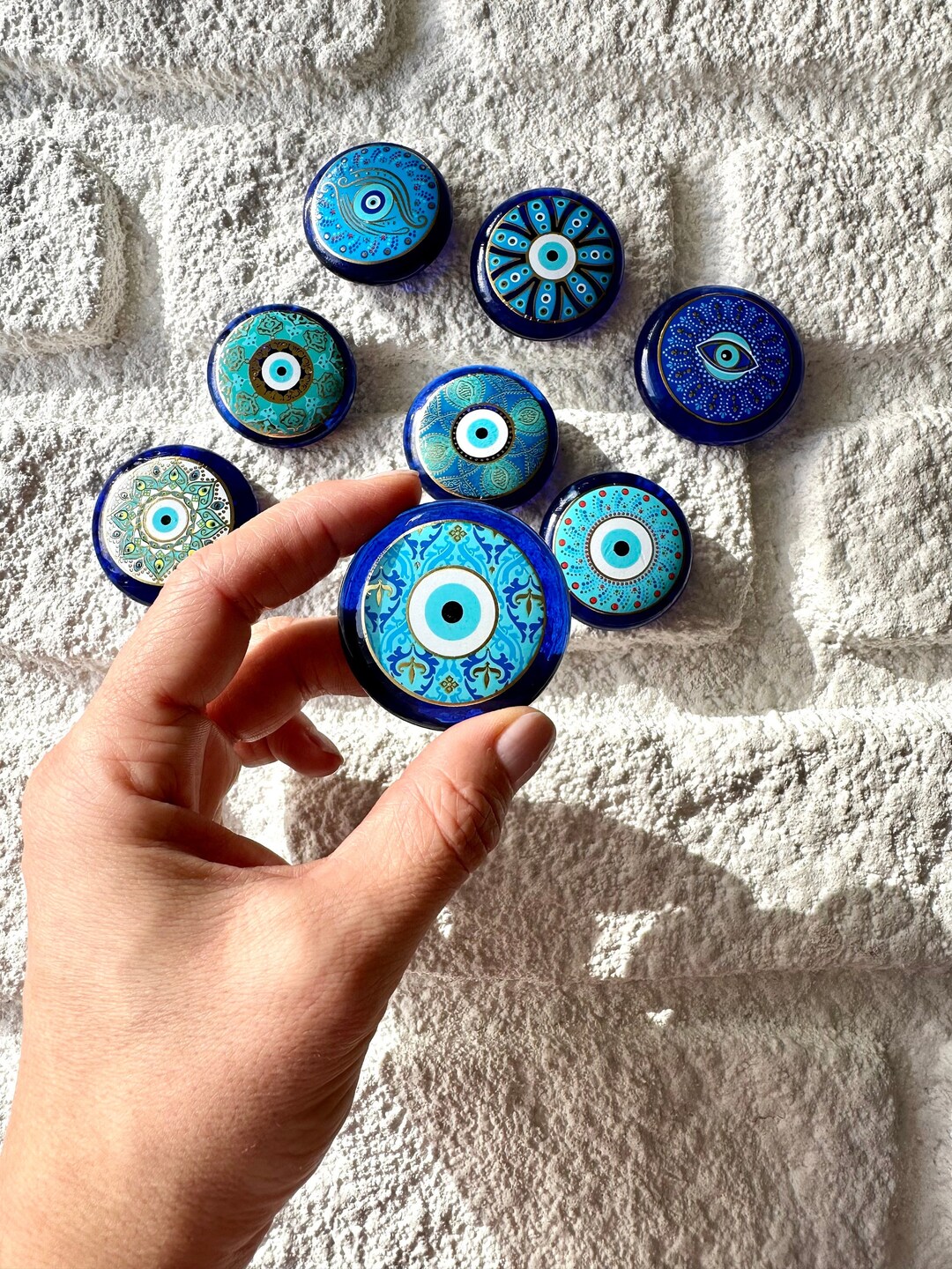 Evil Eye Magnet, Fridge Magnet, House Protection, Kitchen Decor, Glass ...