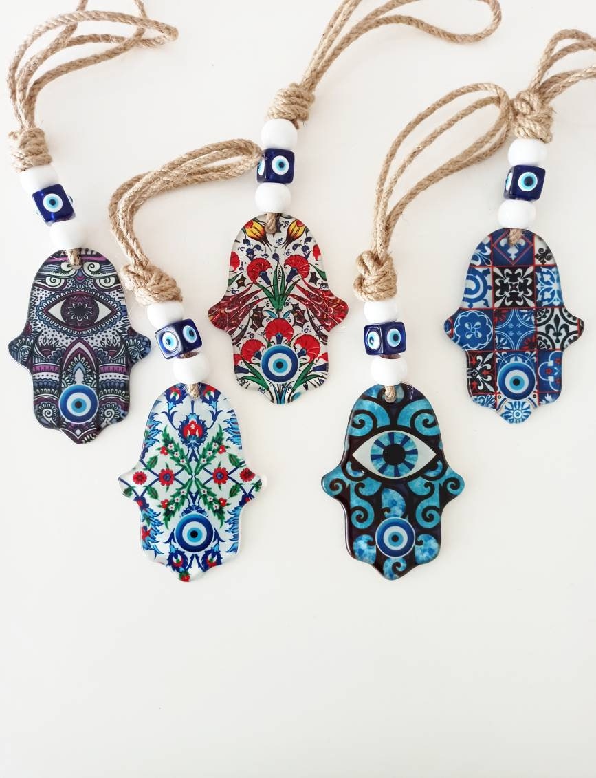 Hamsa Wall Hanging Evil Eye and Hamsa Car Charm Turkish | Etsy