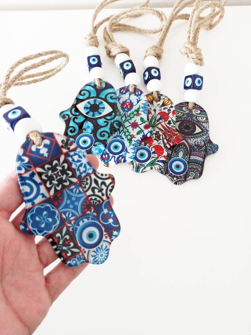 Hamsa Wall Hanging Evil Eye and Hamsa Car Charm Turkish | Etsy