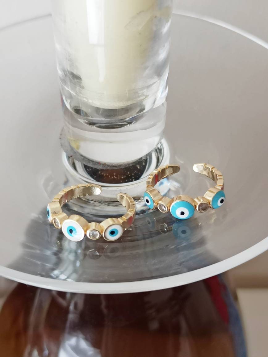 Evil Eye Rings Adjustable Ring Evil Eye Jewelry Turkish Eye | Etsy