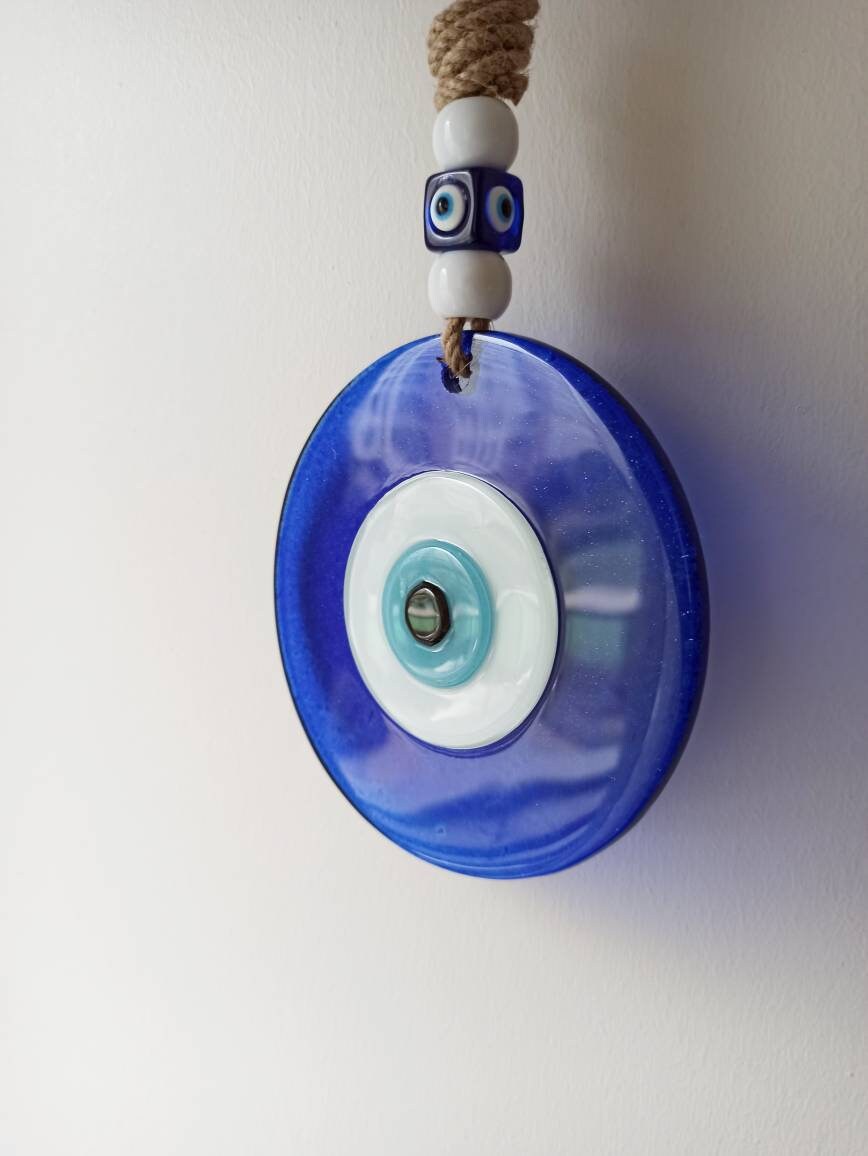 Blue Evil Eye Hanging Turkish Eye Decor Fused Glass Wall | Etsy