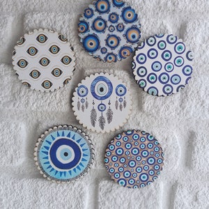 Evil Eye Coaster Set Set of 6 Coaster Drink Coaster Turkish - Etsy