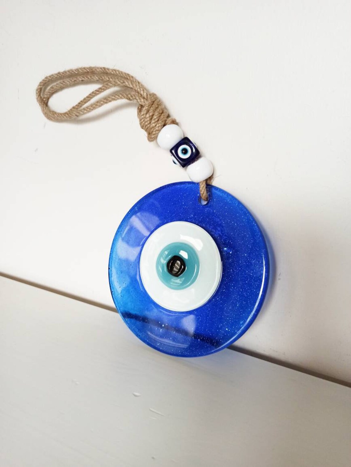 Blue Evil Eye Hanging Turkish Eye Decor Fused Glass Wall - Etsy