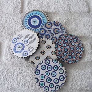Evil Eye Coaster Set Set of 6 Coaster Drink Coaster Turkish - Etsy