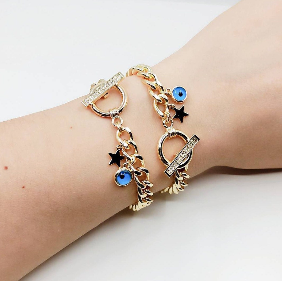 Evil Eye Charm Bracelet Turkish Eye Jewelry Evil Eye Beaded - Etsy