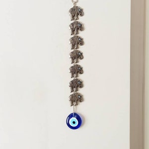 Seven Elephants With Evil Eye, Evil Eye Hanging, Elephant Decor, Lucky ...
