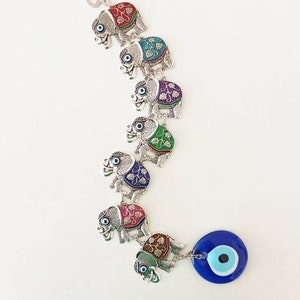 7 Elephant Wall Decor, Evil Eye With Elephants, Evil Eye Hanging, Lucky ...