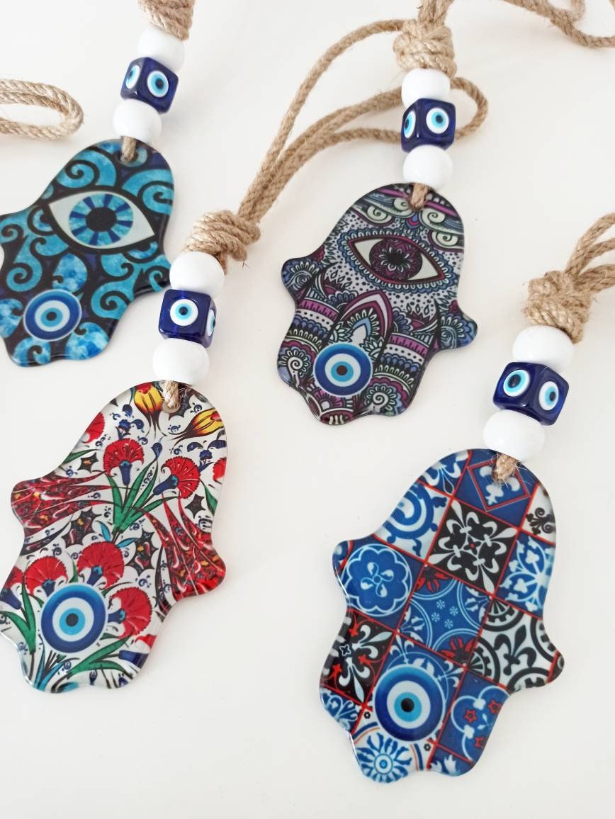 Hamsa Wall Hanging Evil Eye and Hamsa Car Charm Turkish | Etsy