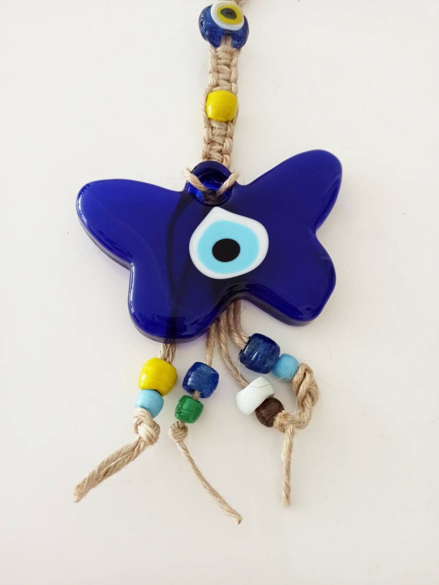 Butterfly Evil Eye Wall Hanging, Macrame Nazar Amulet - Etsy