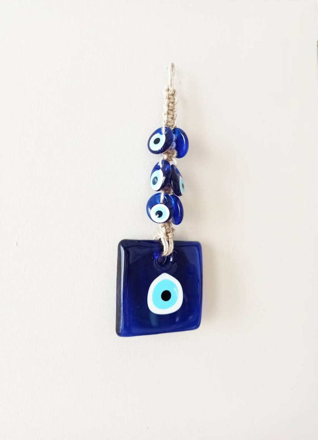 Square Evil Eye Wall Decor, Macrame Evil Eye Hanging, Blue Evil Eye ...