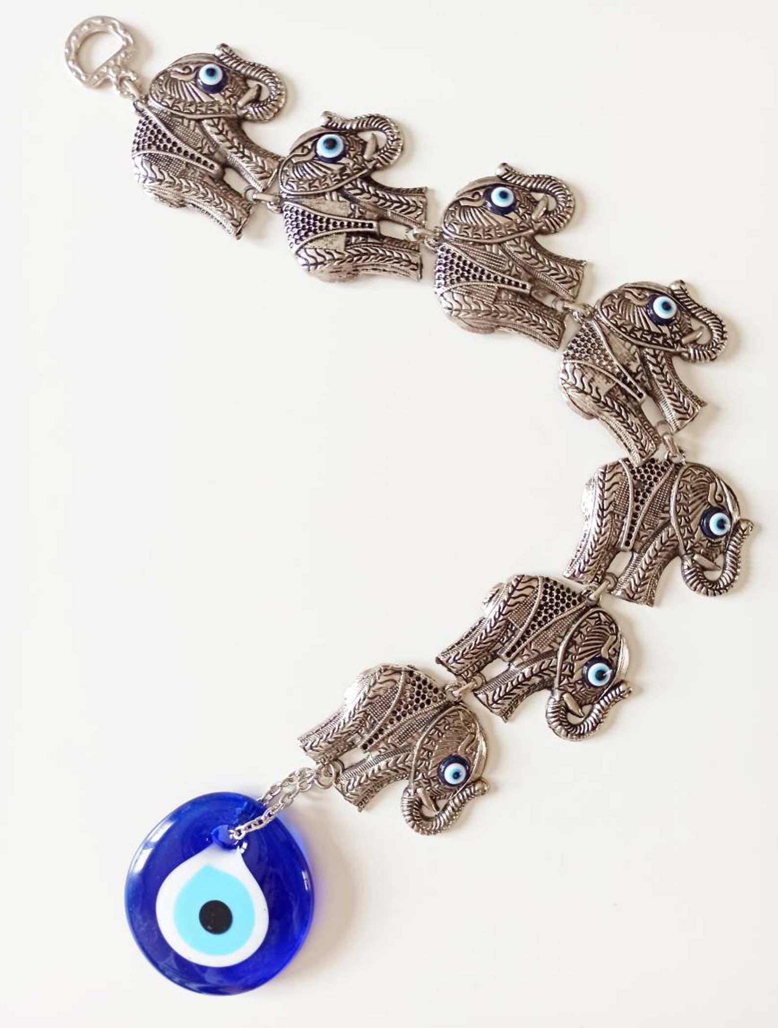 Seven Elephants With Evil Eye, Evil Eye Hanging, Elephant Decor, Lucky ...