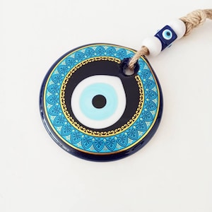 Evil Eye Wall Hanging, Turkish Eye Decor, Nazar Amulet, Blue Evil Eye ...