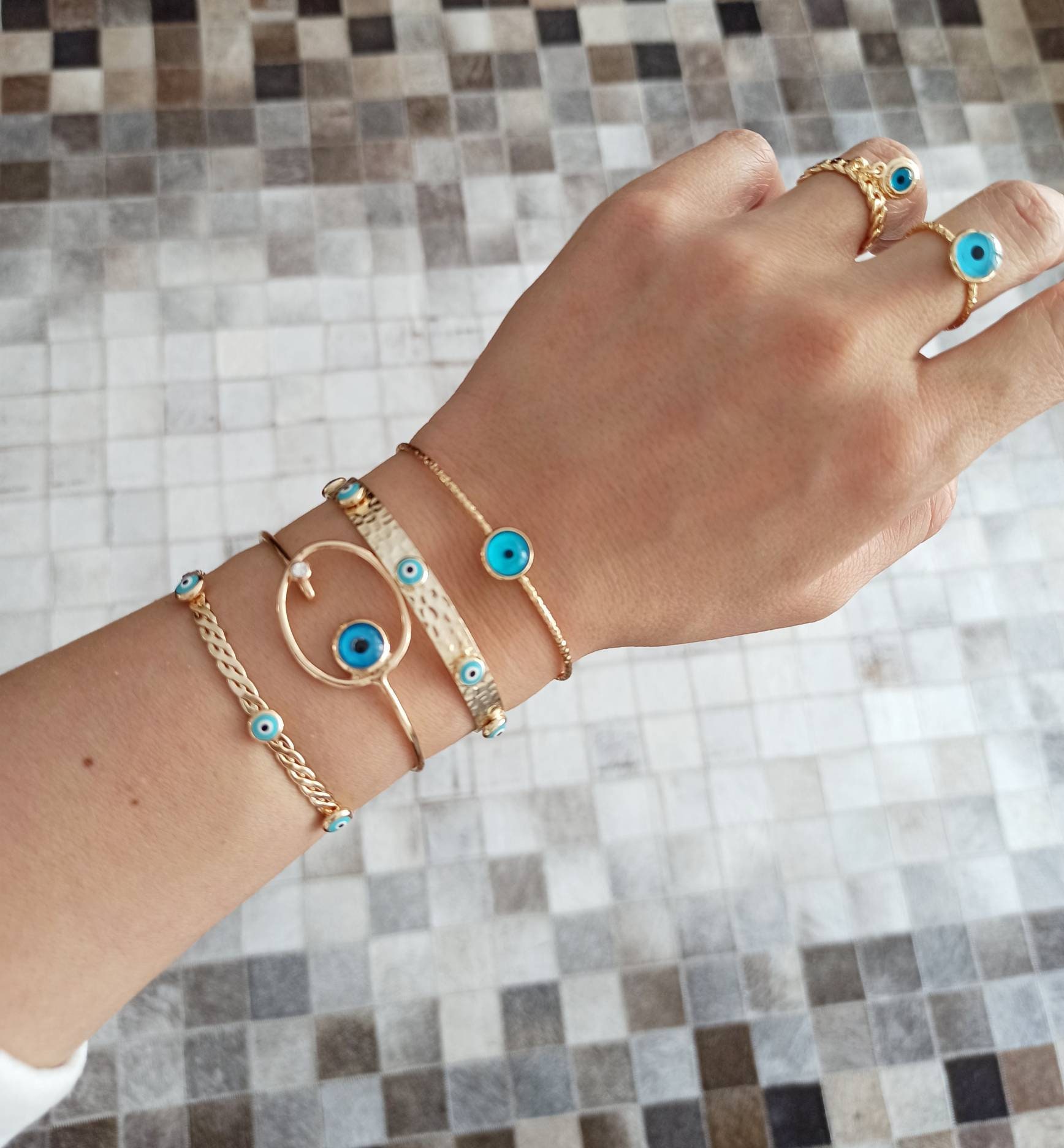 Evil Eye Bangle Evil Eye Cuff Evil Eye Bracelet Evil Eye | Etsy
