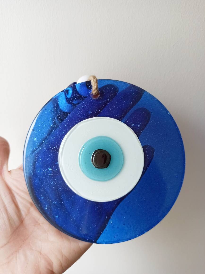 Blue Evil Eye Hanging Turkish Eye Decor Fused Glass Wall | Etsy