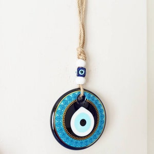 Evil Eye Wall Hanging, Turkish Eye Decor, Nazar Amulet, Blue Evil Eye ...