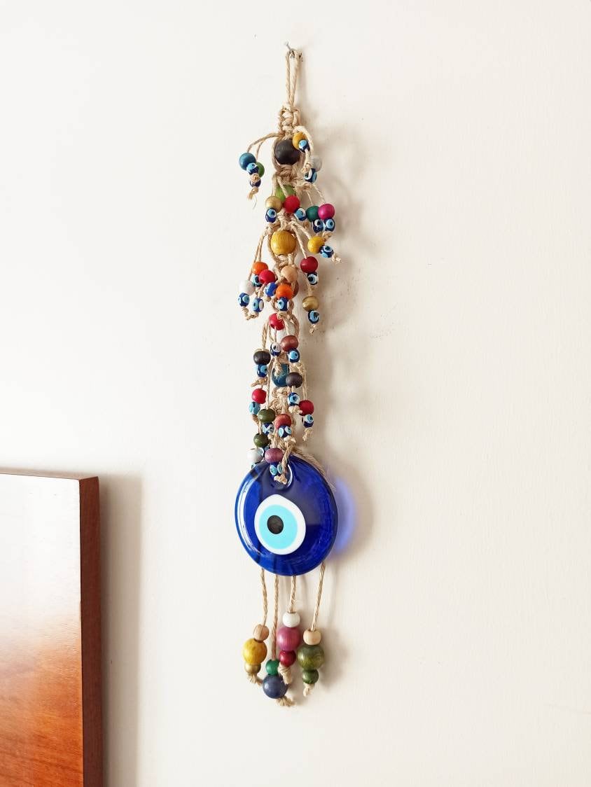 Evil Eye Wall Hanging With Multicolor Beads, Macrame Evil Eye, Nazar ...