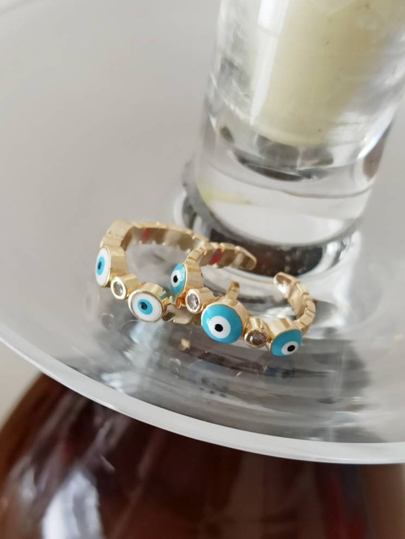 Evil Eye Rings, Adjustable Ring, Evil Eye Jewelry, Turkish Eye Ring ...
