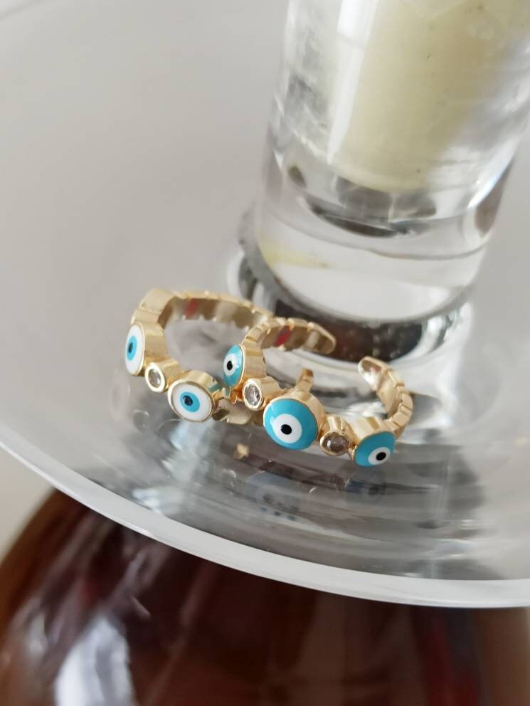 Evil Eye Rings Adjustable Ring Evil Eye Jewelry Turkish Eye | Etsy