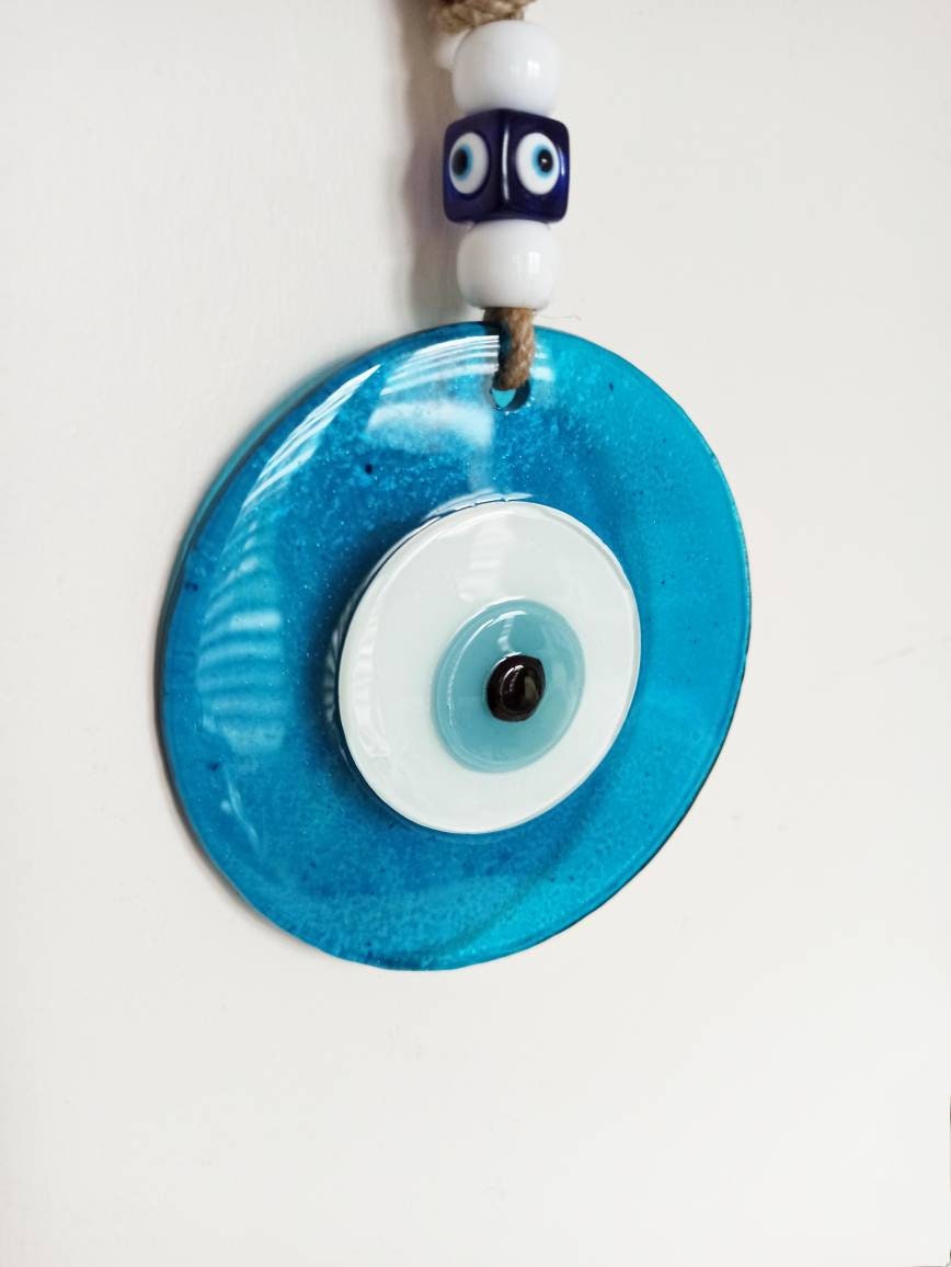 Evil Eye Wall Hanging, Blue Evil Eye Decor, Evil Eye Window Hanging ...