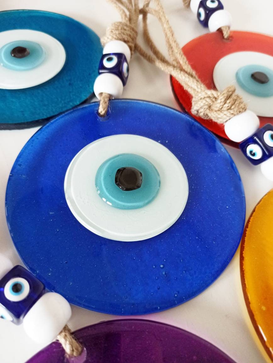 Blue Evil Eye Hanging Turkish Eye Decor Fused Glass Wall | Etsy